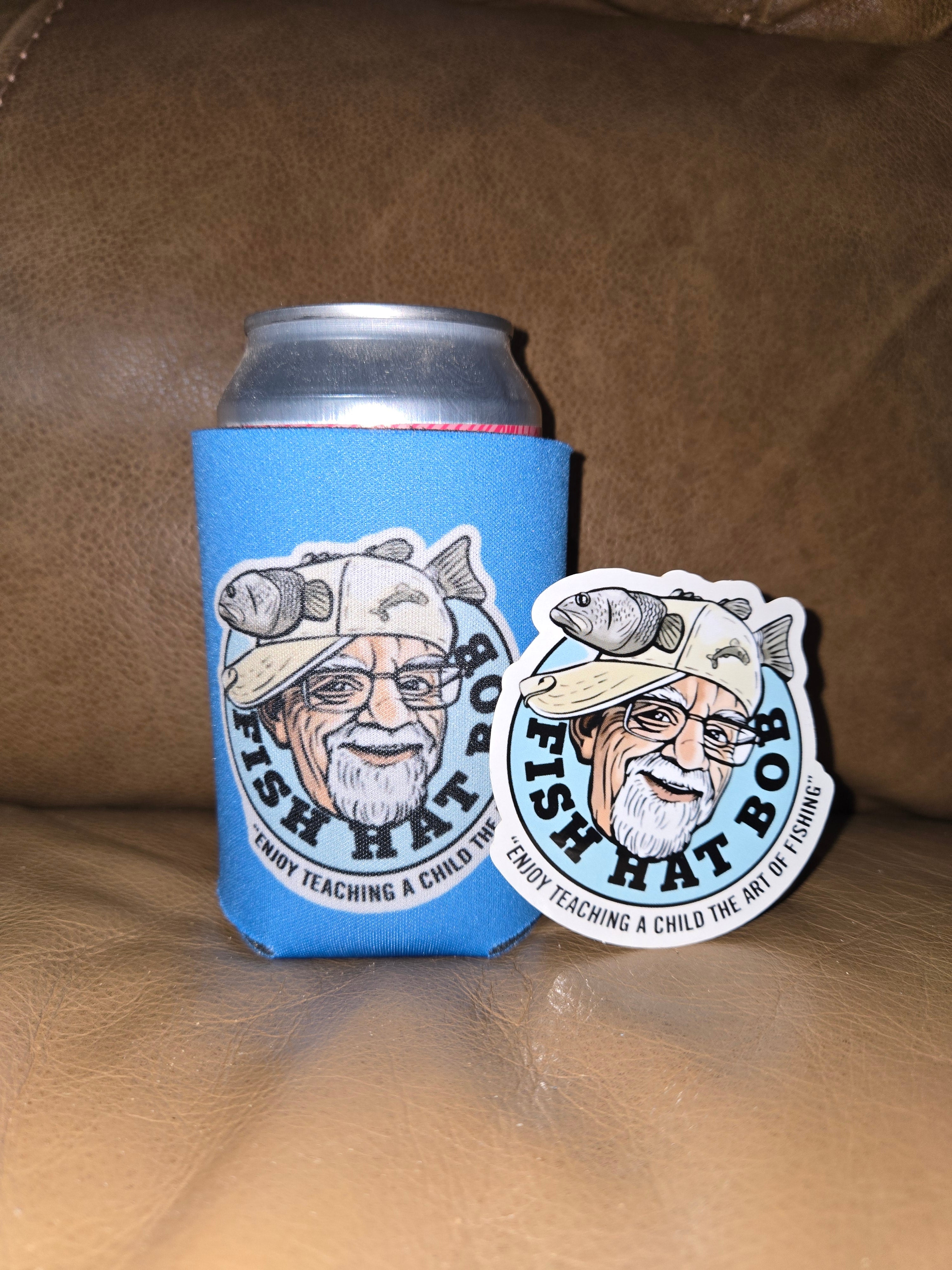 Can Koozie w/ 1 Fish Hat Bob Sticker | Fishat LLC